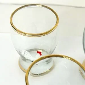Vintage | Dining | Vintage Enamelled Rooster Cordial Shot Glasses Gold ...